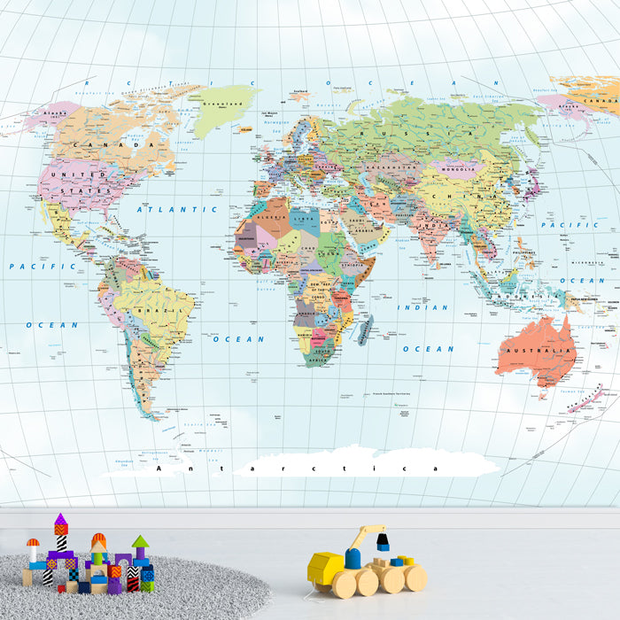 Blue Sepia World Map Wallpaper – My Cute Stickons